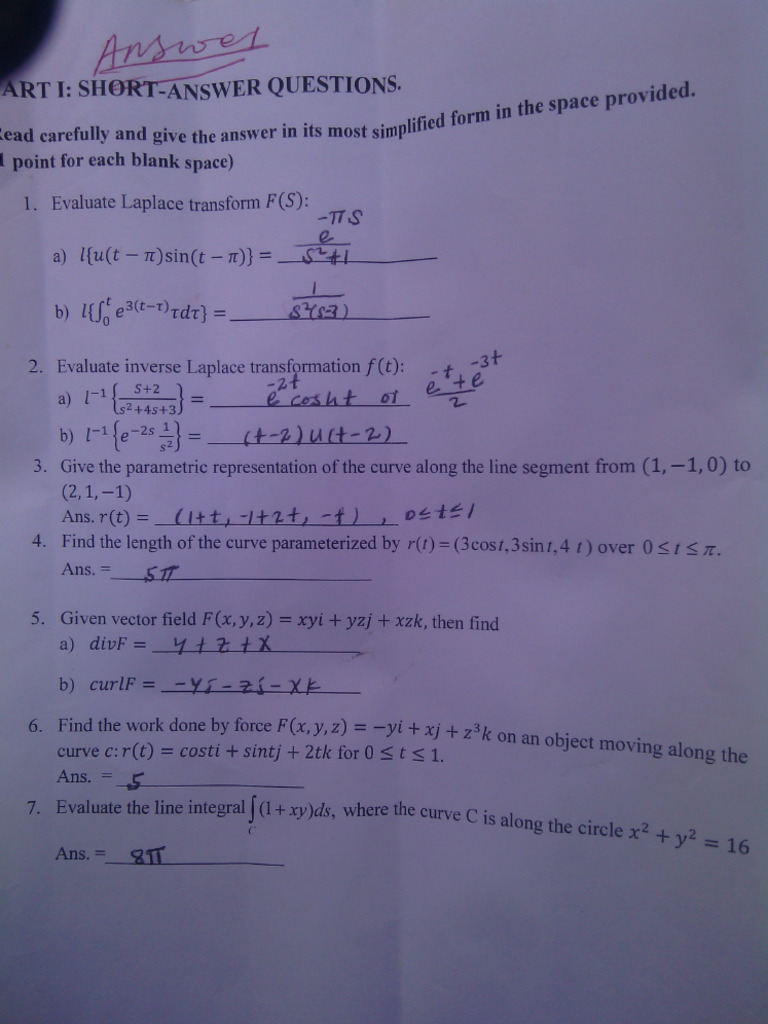 Applied Math III Final Exam 1 (ASTU) | PDF