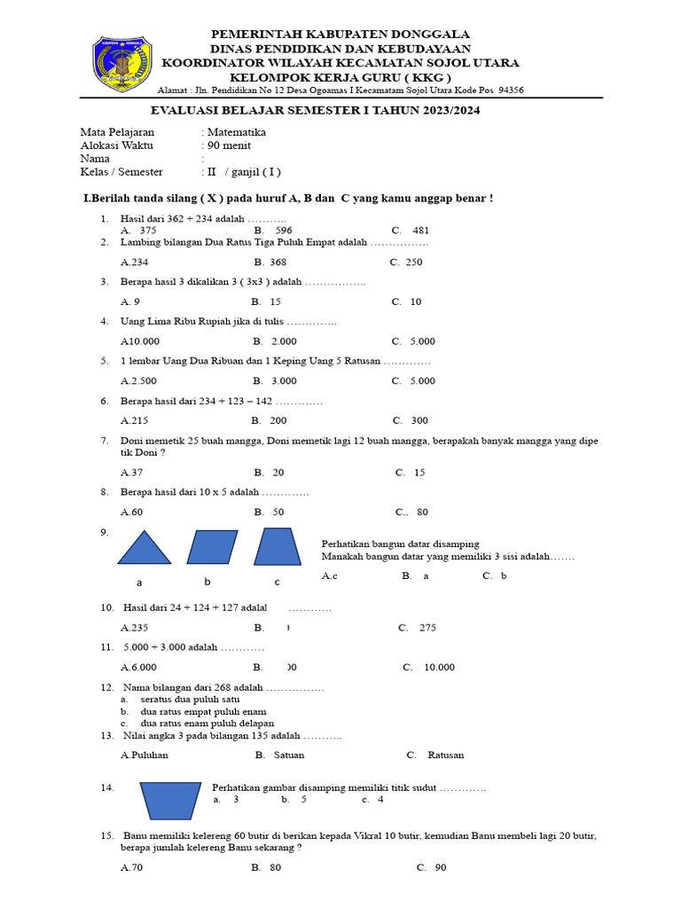 Soal Matematika Kelas II SD | PDF