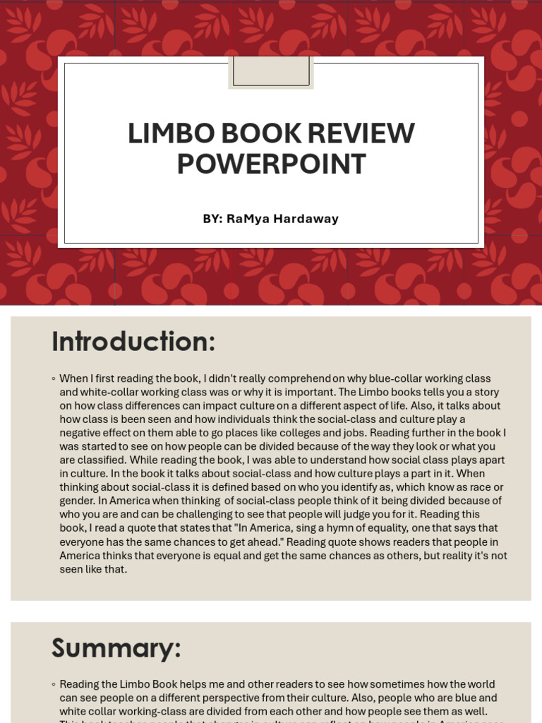 Limbo Book Review Project | PDF | Blue Collar Worker | Working Class