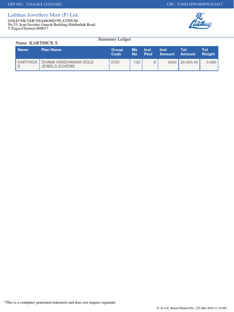 Customer Ledger Summary | PDF