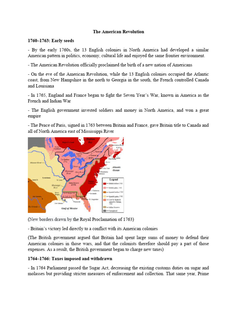 Overview of the American Revolution | PDF | Continental Congress ...