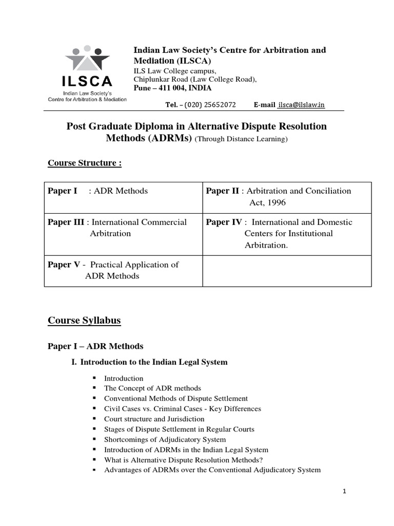 Course Structure and Syllabus ADRM 2021 1 | PDF | Alternative Dispute Resolution | Arbitration