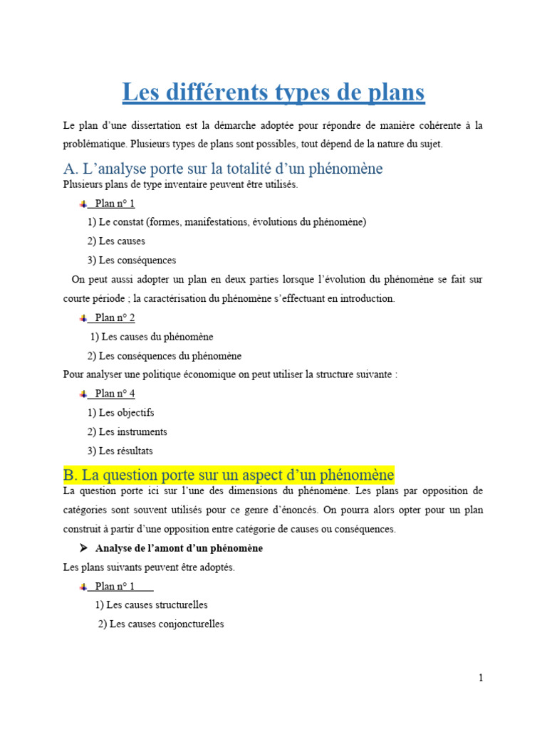 Types de Plans en Dissertation Économique | PDF | Dialectique ...