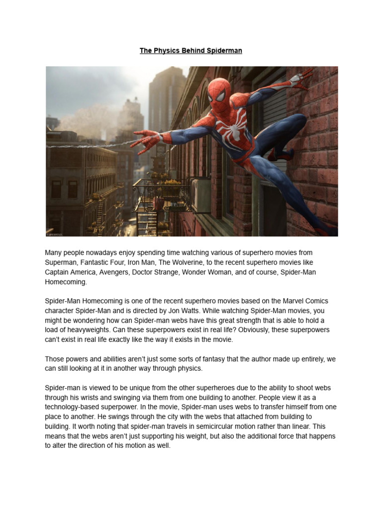 The Physics of Spider-man | PDF | Force | Spider Man