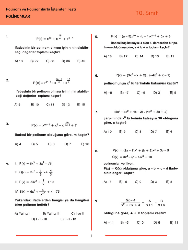 Polinom-Testi1 Merged | PDF