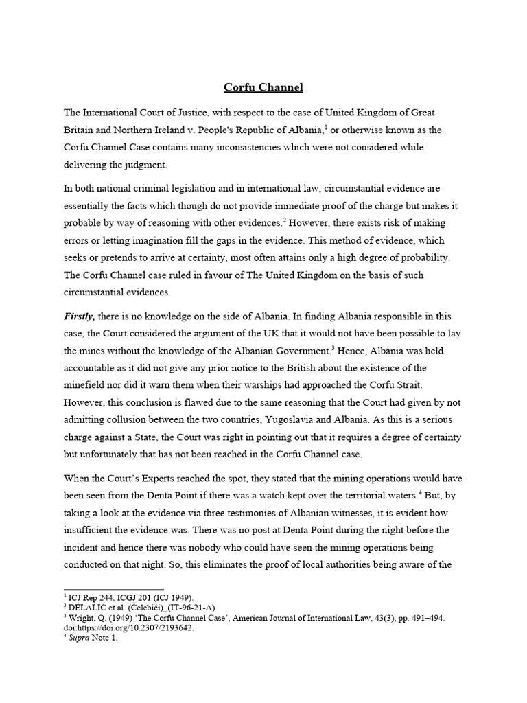 Corfu Channel Case | PDF | Justice | Crime & Violence