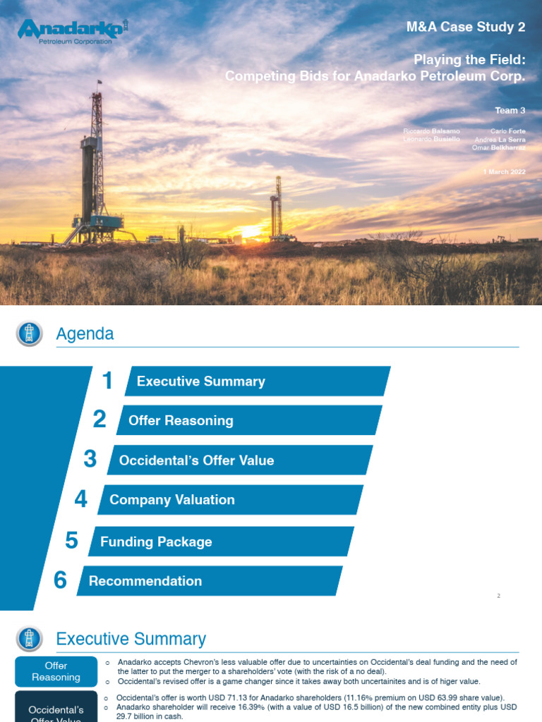 Occidental's Winning Bid for Anadarko | PDF | Discounted Cash Flow ...