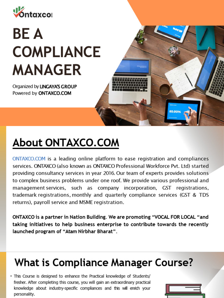 Compliance Manager Course Overview | PDF | Accounting | Accountant