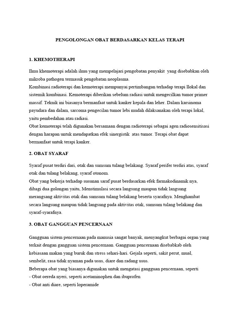 Penggolongan Obat Berdasarkan Kelas Tera | PDF