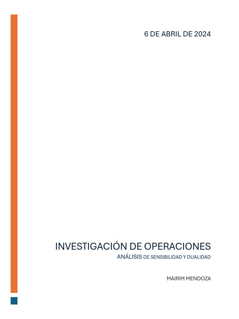 Analisis Sensibilidad y Dualidad | PDF | Optimización Matemática | Programación lineal