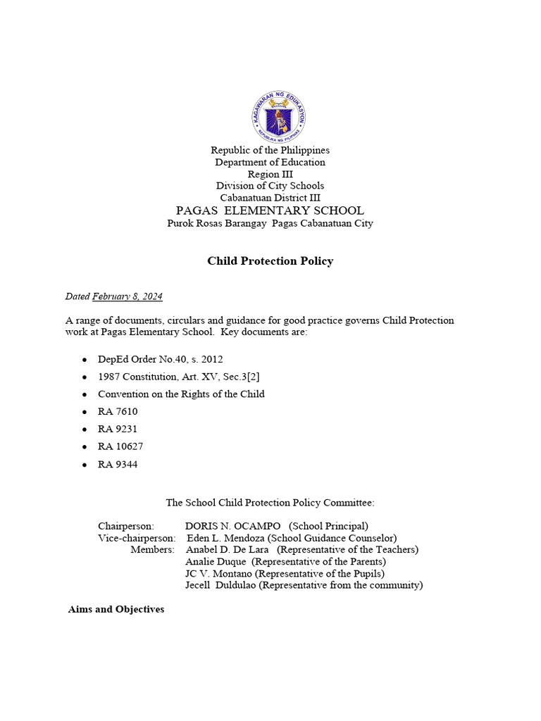 Child Protection Policy Overview | PDF | Child Abuse | Child Neglect