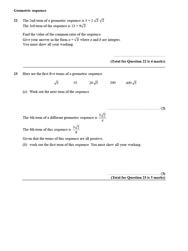 GCSE Paper 1 New Set Pack | PDF | Trigonometric Functions | Equations