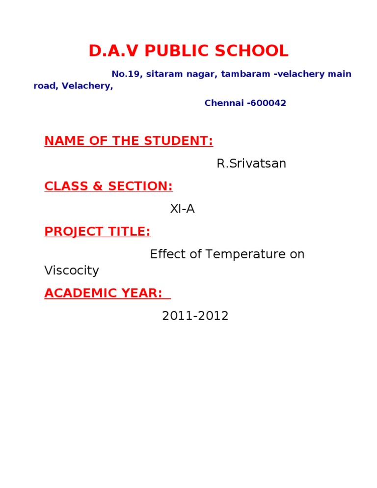 Temperature's Impact on Viscosity Project | PDF
