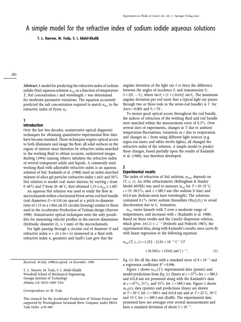 A Simple Model For The Refractive Index | PDF | Refractive Index | Optics