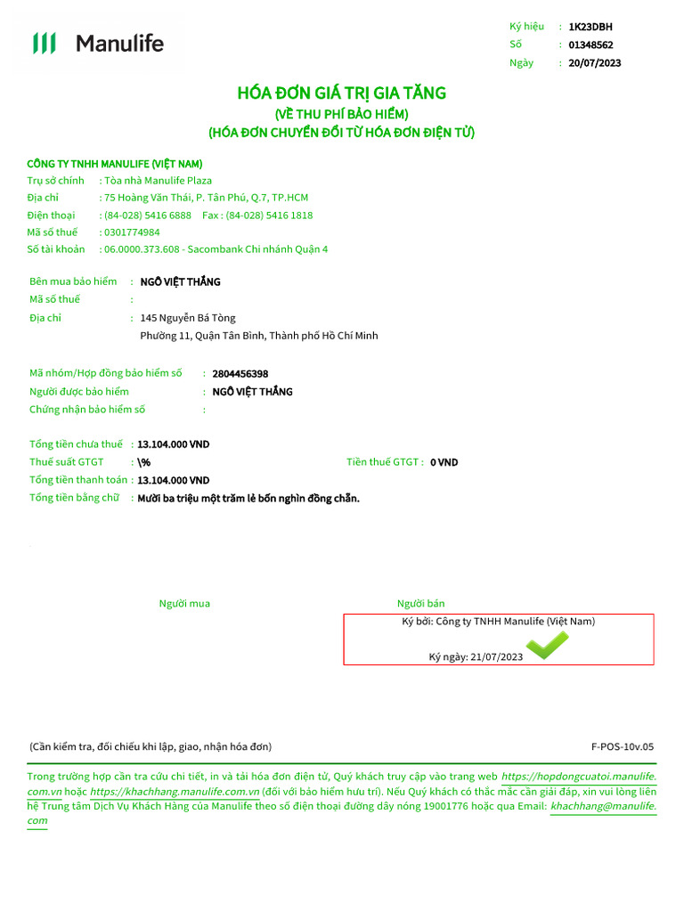 Hóa đơn điện tử - 20230805 | PDF