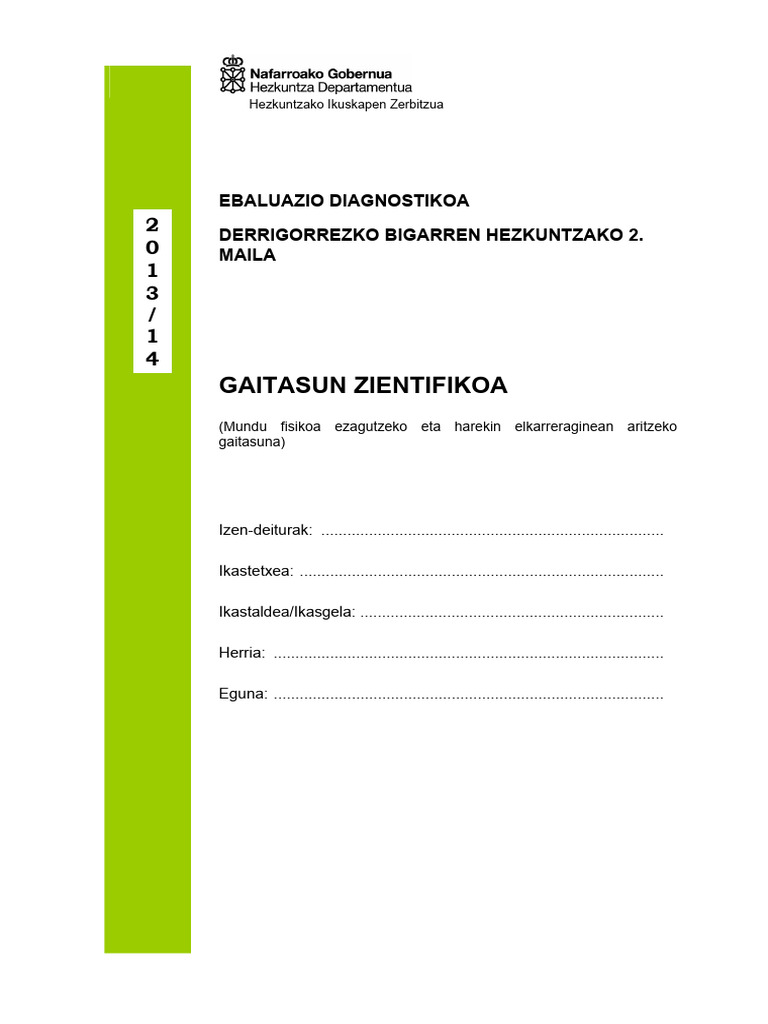 IV - Gaitasun Zientifikoa - DBH2 13-14 | PDF