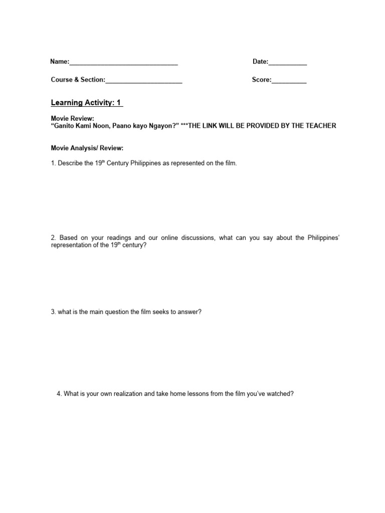 (Template) Learning Activity 1 | PDF | Career & Growth | Games & Activities