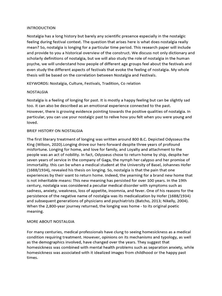 Research Paper | PDF | Nostalgia | Festival