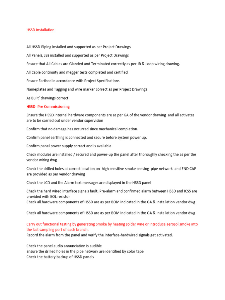 HSSD Installation & Pre | PDF