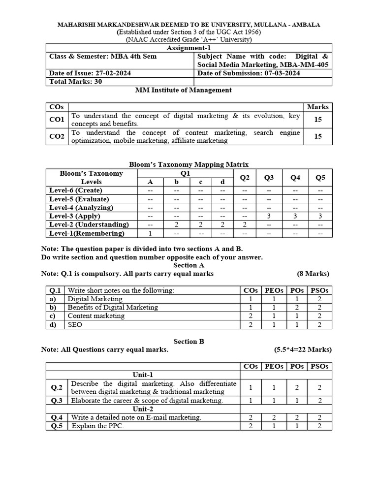 Assignment-1, Digital Marketing | Download Free PDF | Digital Marketing | Search Engine Marketing