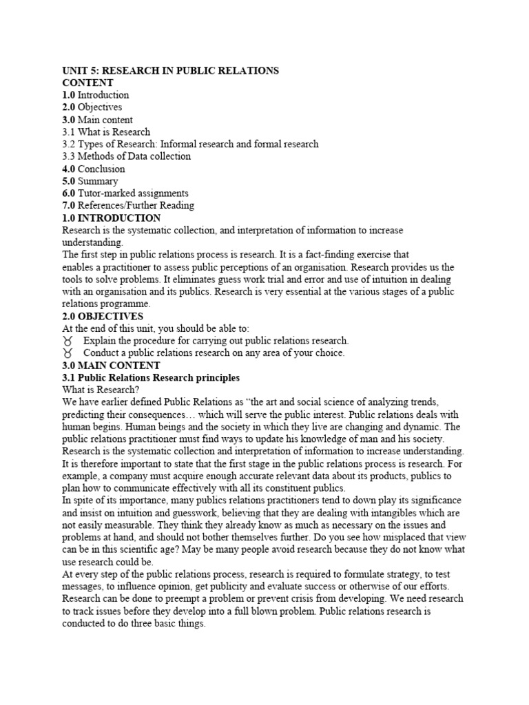 Research in PR Notes | PDF | Public Relations | Survey Methodology