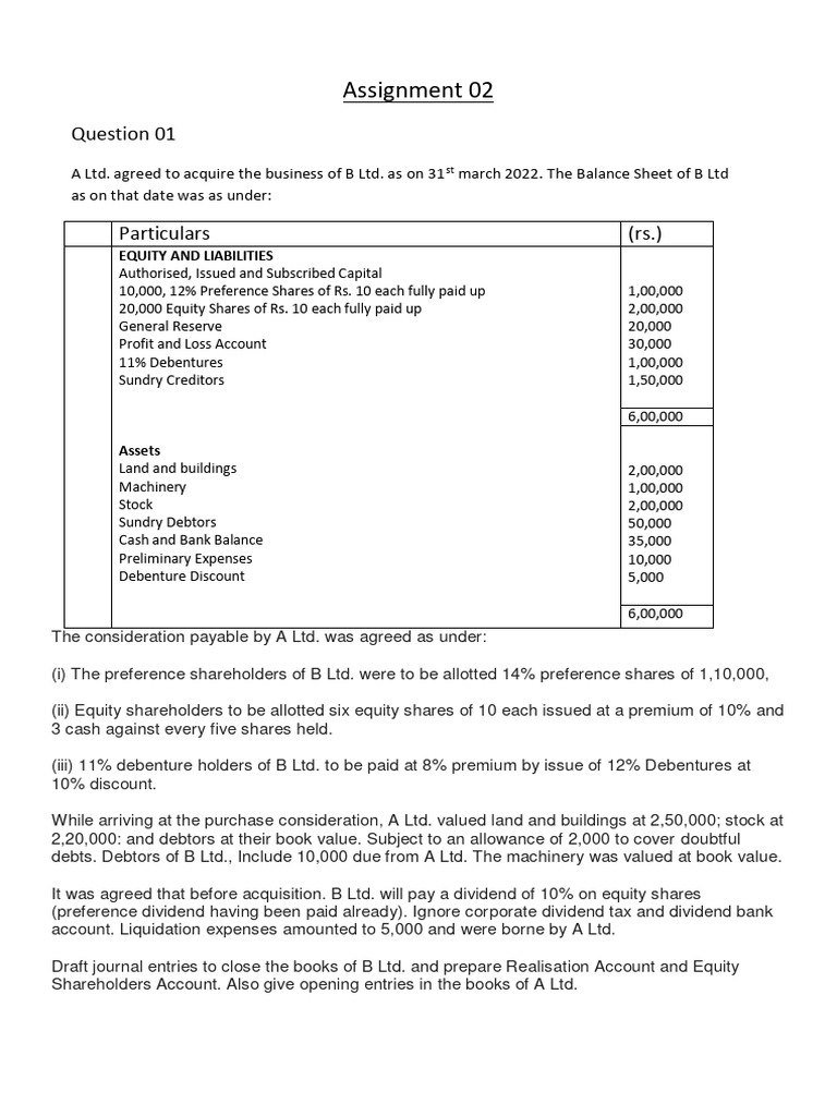 Assignment 02 | PDF | Equity (Finance) | Dividend