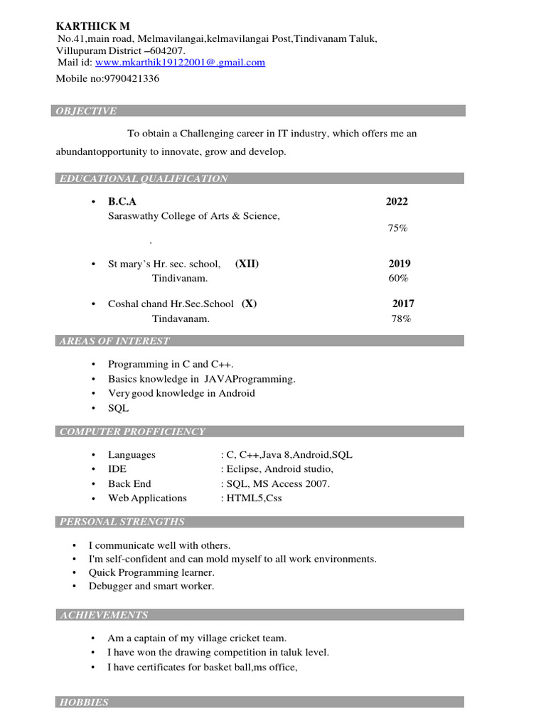 Karthick Resume | PDF | Computer Programming | Software Development