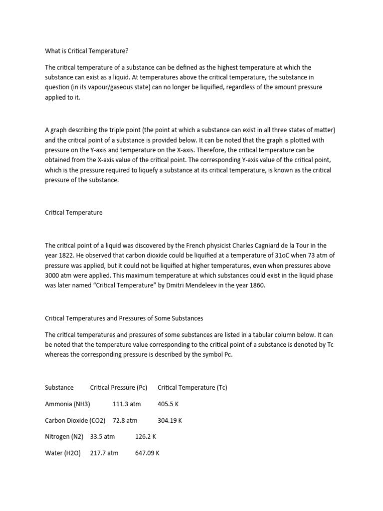 Understanding Critical Temperature | PDF