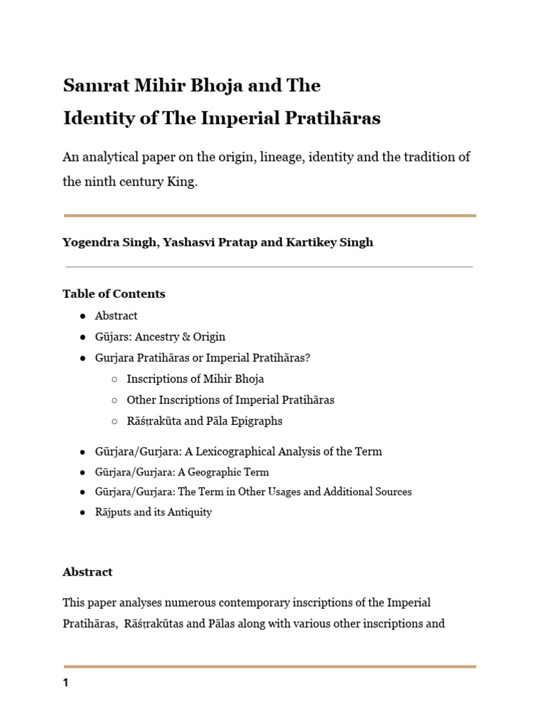 Mihir Bhoja and the Imperial Pratiharas | PDF