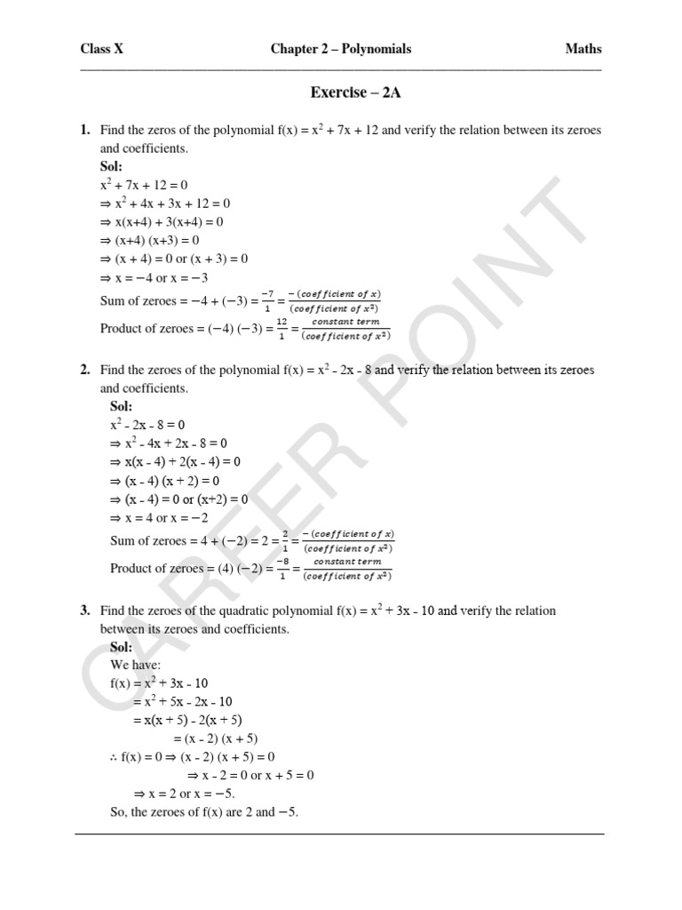 Polynomials | PDF | Zero Of A Function | Quadratic Equation