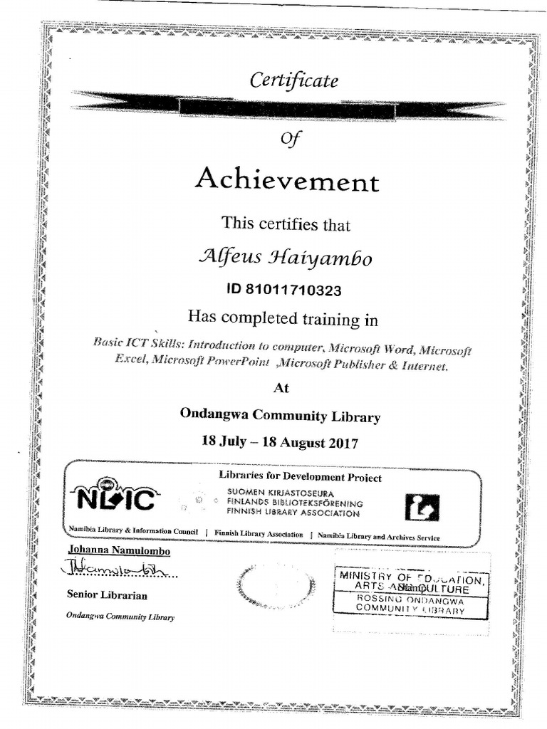 Basic Computer Certificate Haiyambo | PDF