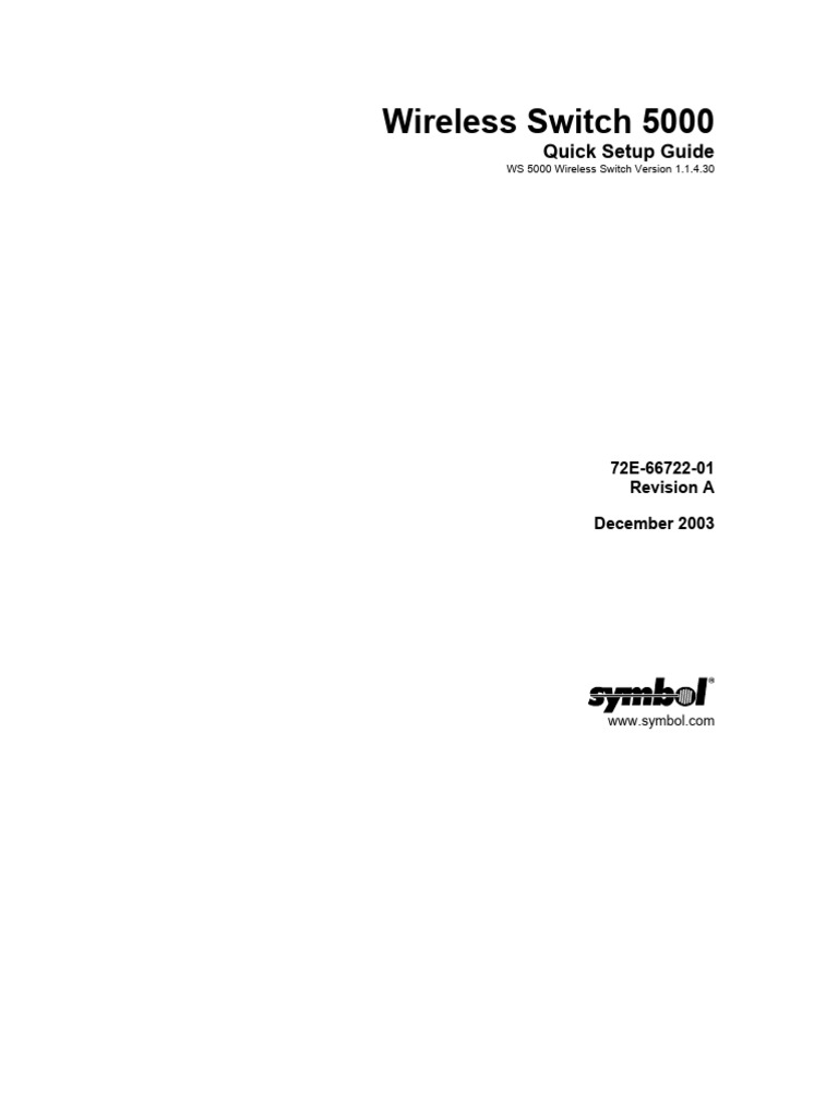 Symbol Technologies WS 5000 User Manual | PDF | Wireless Lan | Ip Address