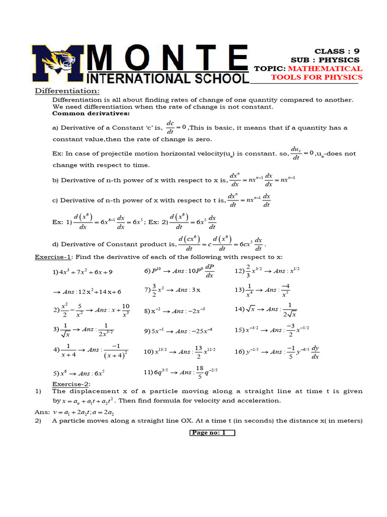 Dif, Int&tri | PDF | Acceleration | Velocity