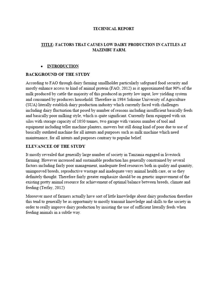 Tactical Report Ansgary | PDF | Dairy Cattle | Dairy Farming