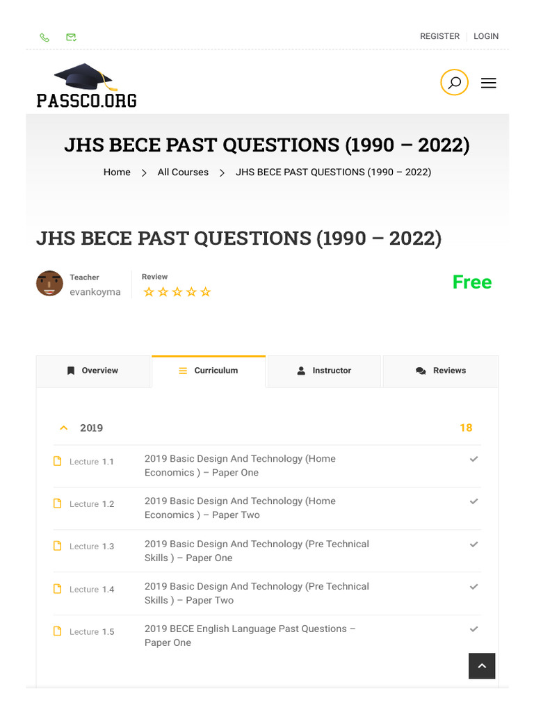 JHS BECE PAST QUESTIONS (1990 - 2022) - Passco - Org - 1705526928810 ...