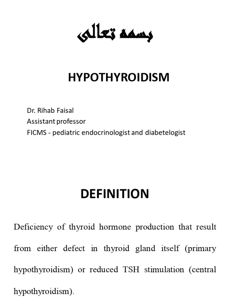 DR - Rihab Pediatrics 04.hypothyroidism | PDF | Hypothyroidism | Thyroid