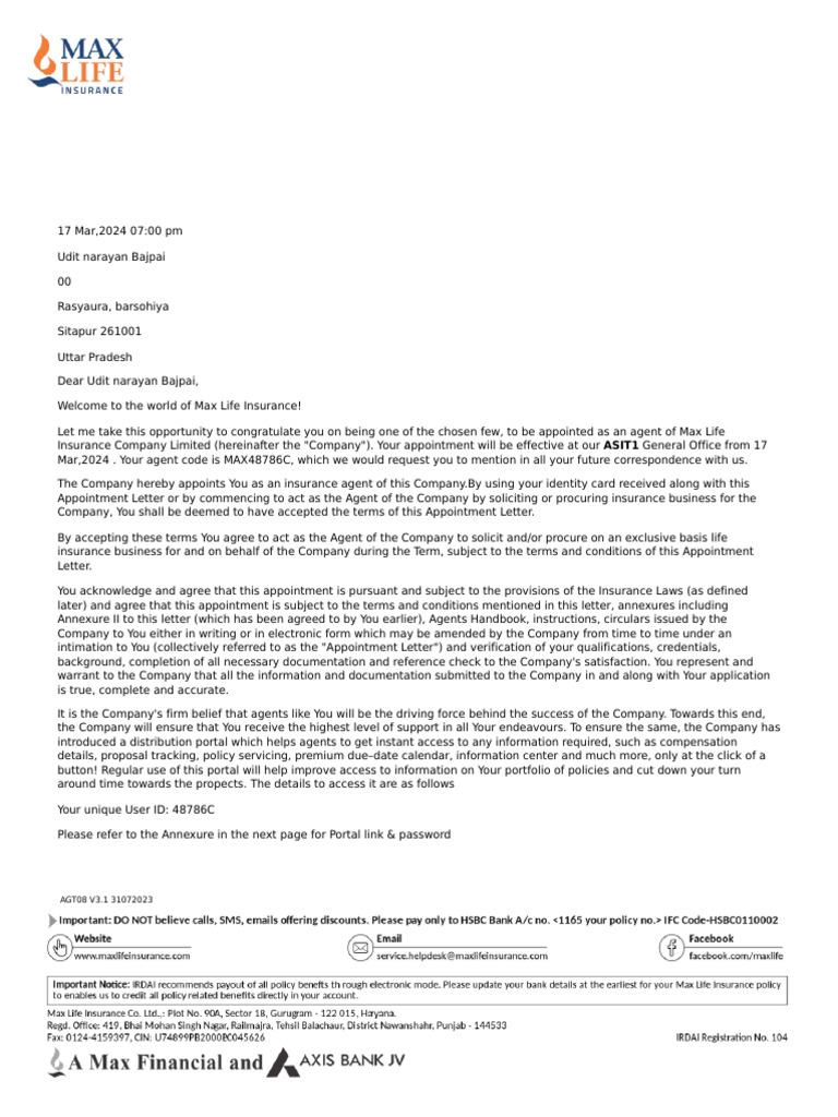 Appointment Letter & Application Form | PDF | Insurance | Indemnity