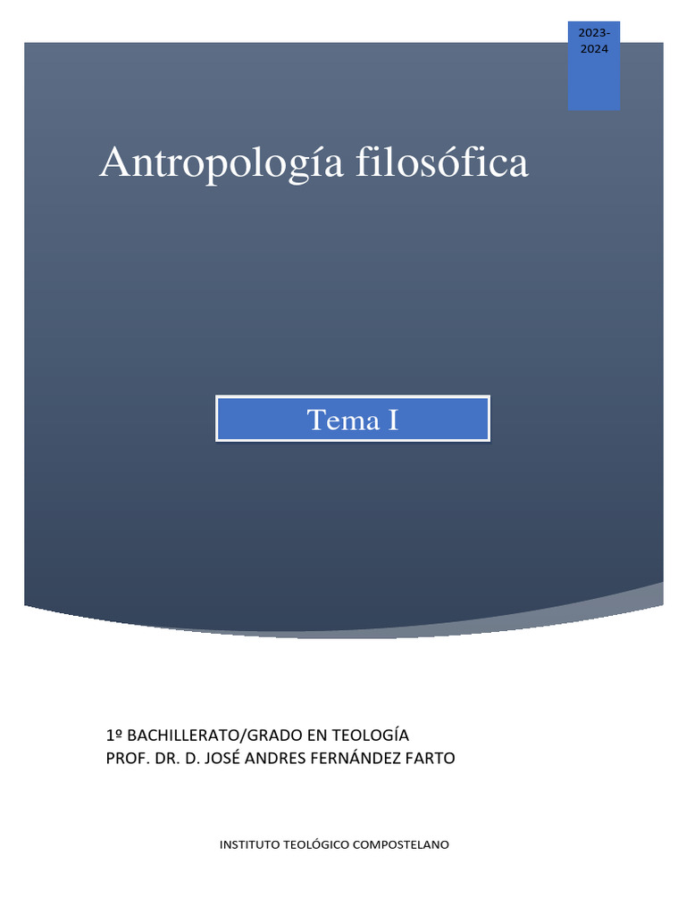 Tema I. El Hombre, Ser Personal. El Concepto de Persona | PDF ...