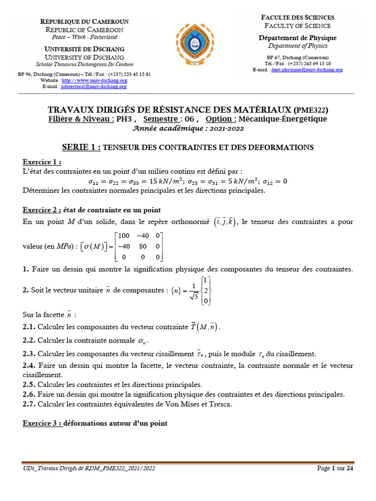 TD RDM Pme322 | PDF | Flexion (matériau) | Treillis (assemblage)