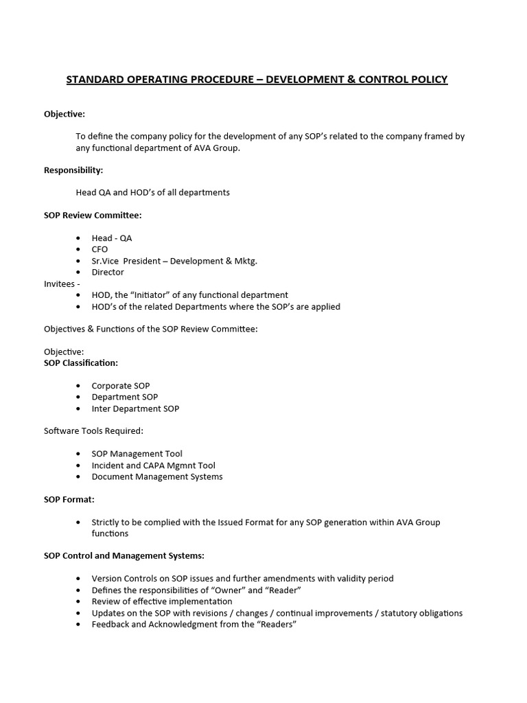 SOP - Development & Control Policy | PDF | Computing