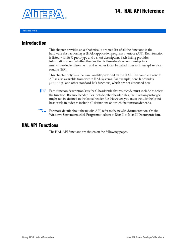Altera Hal Api | PDF | Parameter (Computer Programming) | Pointer ...