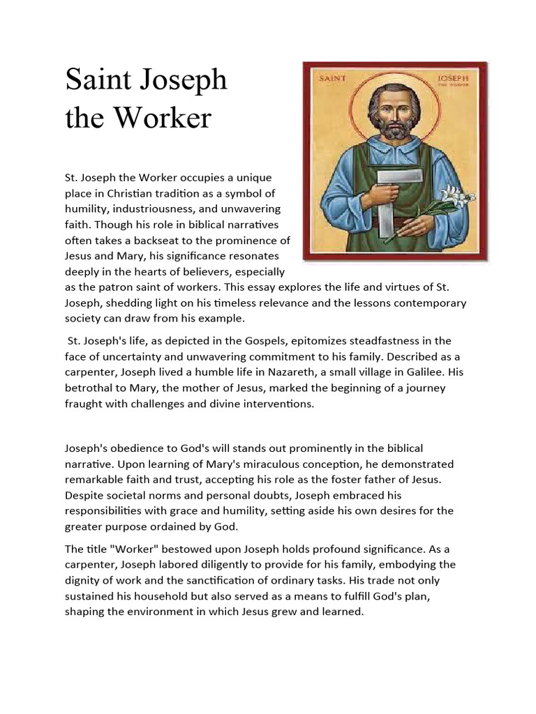 Saint Joseph The Worker | PDF | Saint Joseph | Mary, Mother Of Jesus