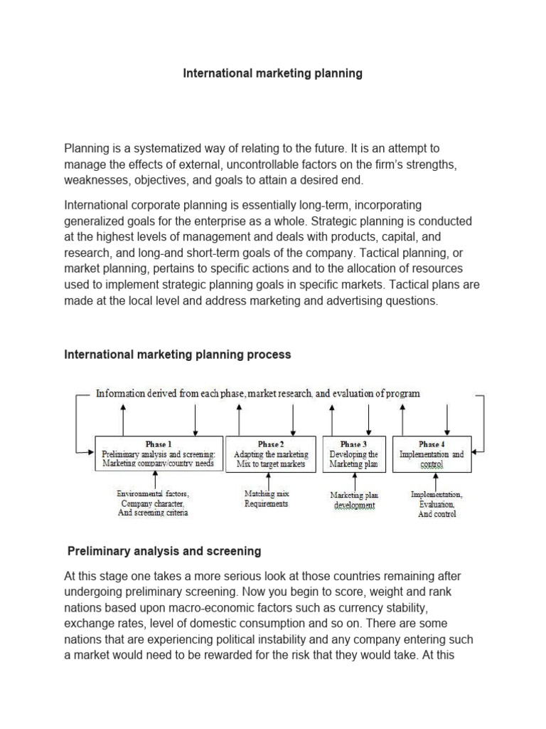 International Marketing Planning Process | PDF | Marketing | Market ...