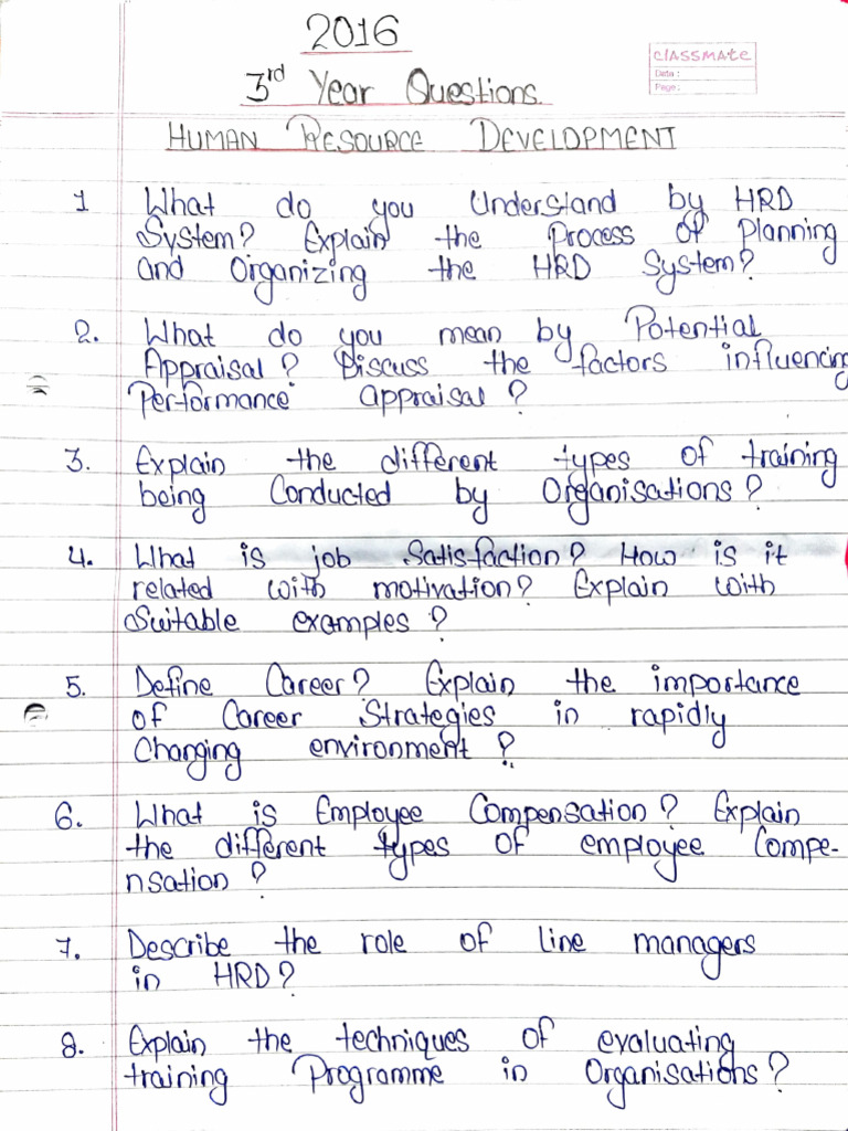 Human Resource Development Question Paper | PDF