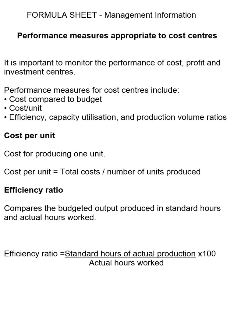 Ma1 - Formula Sheet | PDF | Inventory | Labour Economics