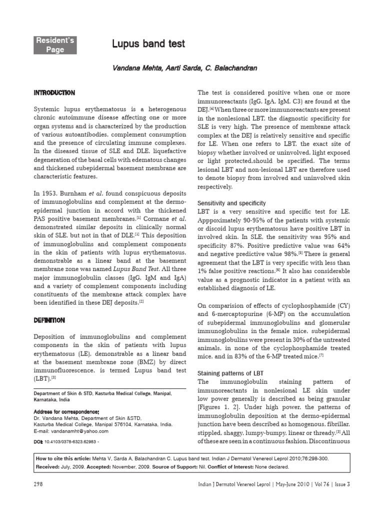 Lupus Band Test in SLE, DLE | Download Free PDF | Cutaneous Conditions ...
