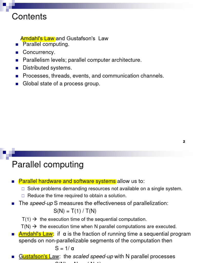 Lecture-11 Amdhals Law Gustafsons Law | PDF | Parallel Computing | Concurrency (Computer Science)