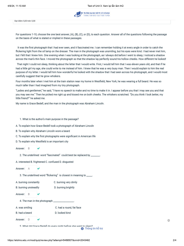Test of Unit 3 - ĐỌC HIỂU NÂNG CAO | PDF
