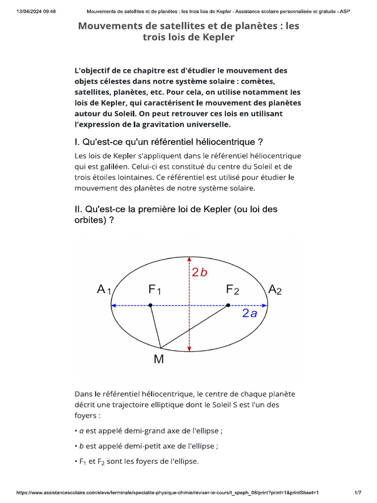 Lois de Kepler - MVT Planétaire | PDF