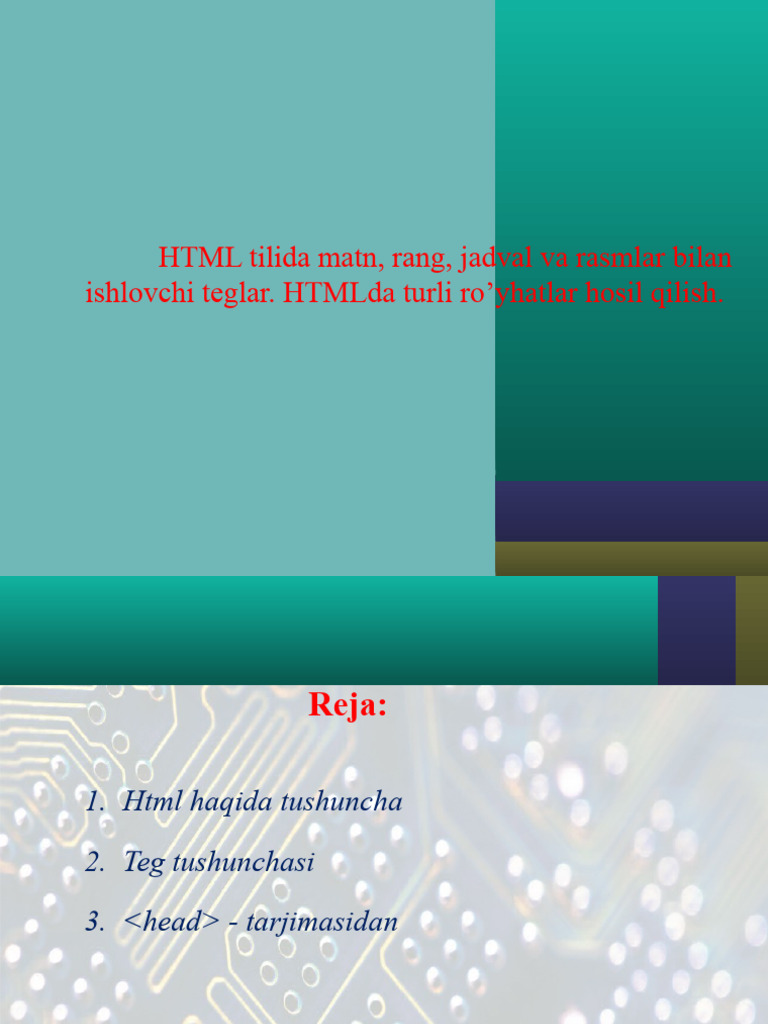 HTML Tilida Rasmlar Hosil Qilish Teglari | PDF